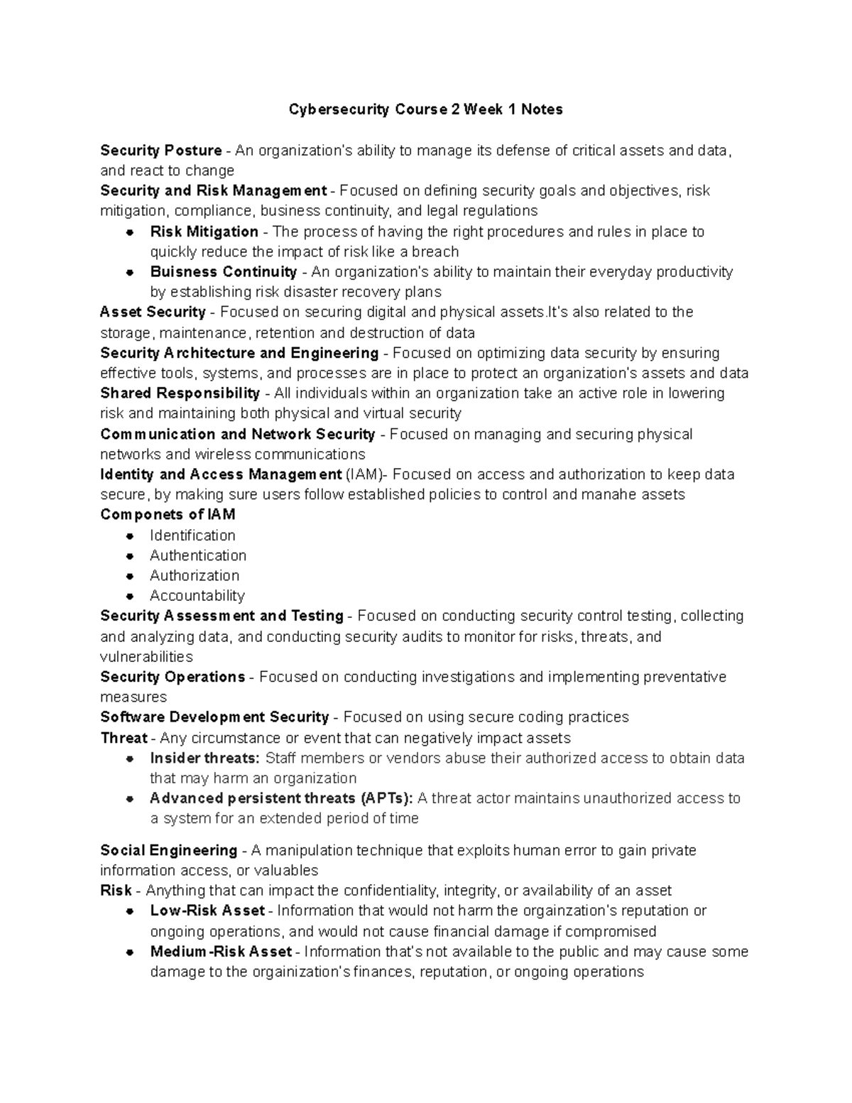 Cybersecurity Course 2 Week 1 Notes - Cybersecurity Course 2 Week 1 ...
