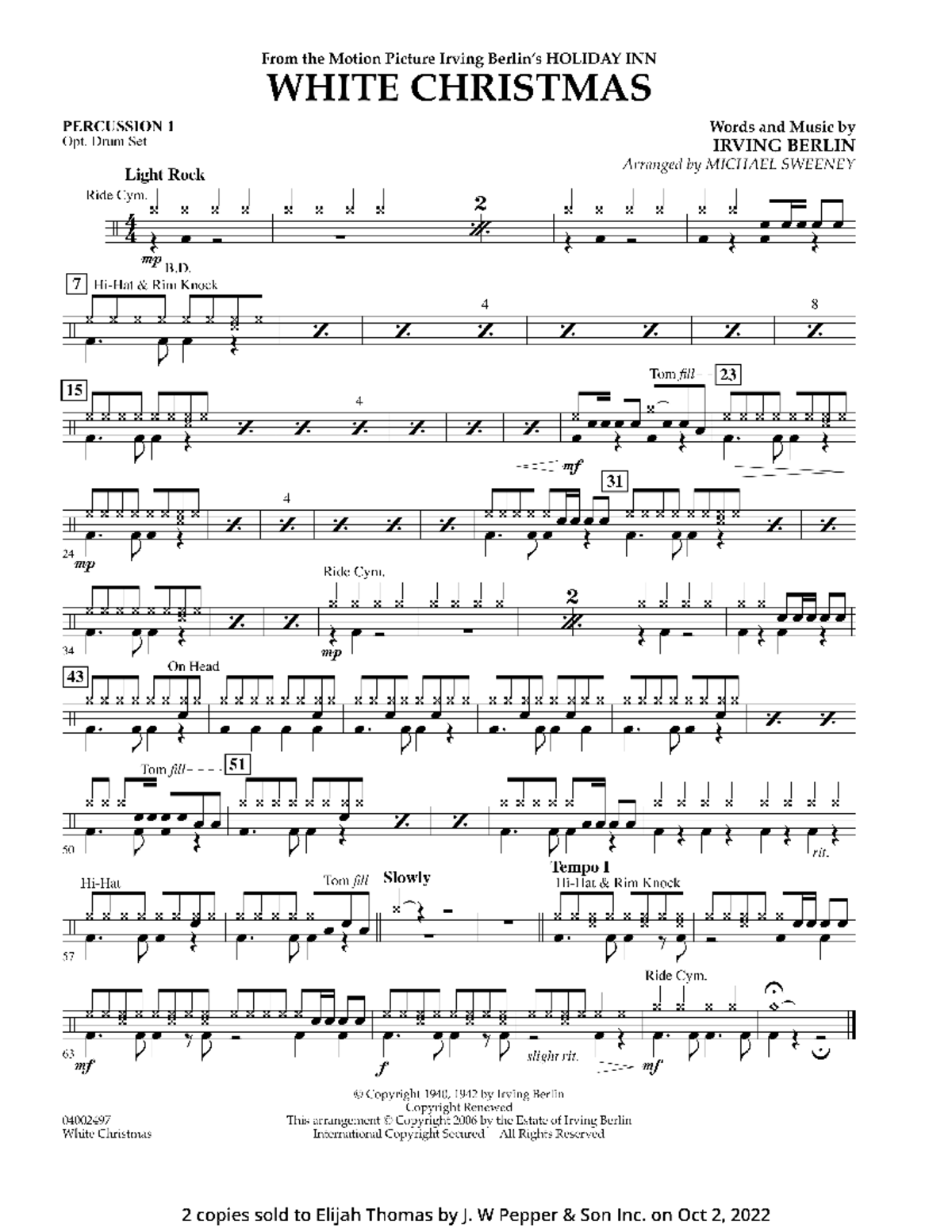 Percussion 1 - White Christmas - Studocu