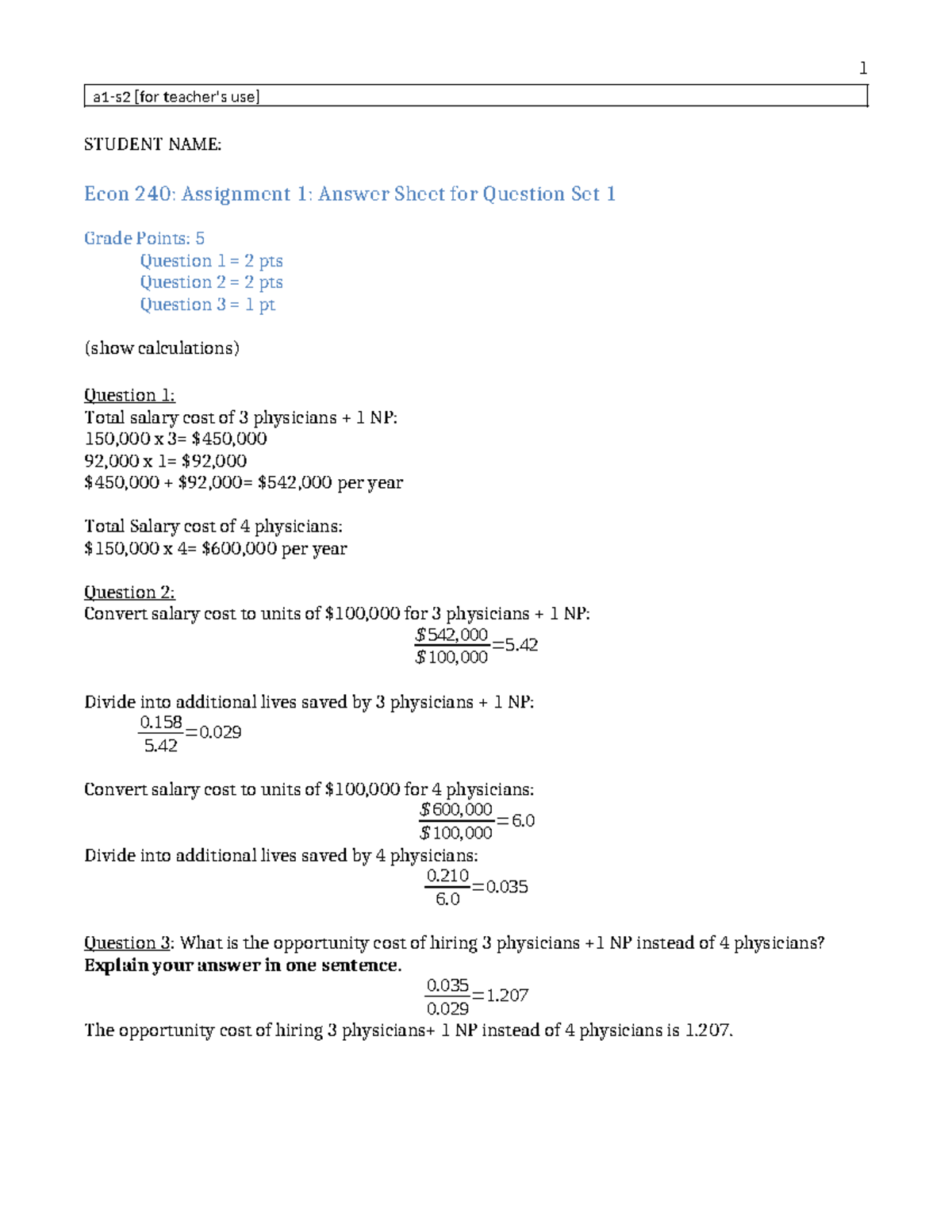 ECON 240 Assignment 1 Answers to Questions - a1-s2 [for teacher's use ...
