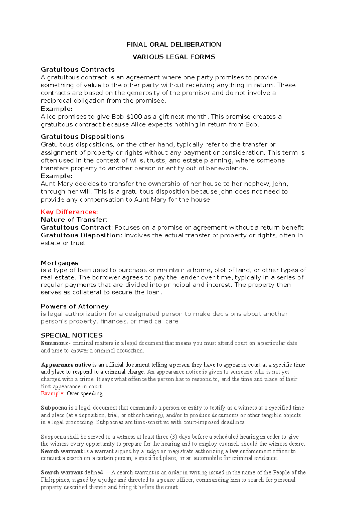 TE 2LEGAL FORMS - FINAL ORAL DELIBERATION VARIOUS LEGAL FORMS ...