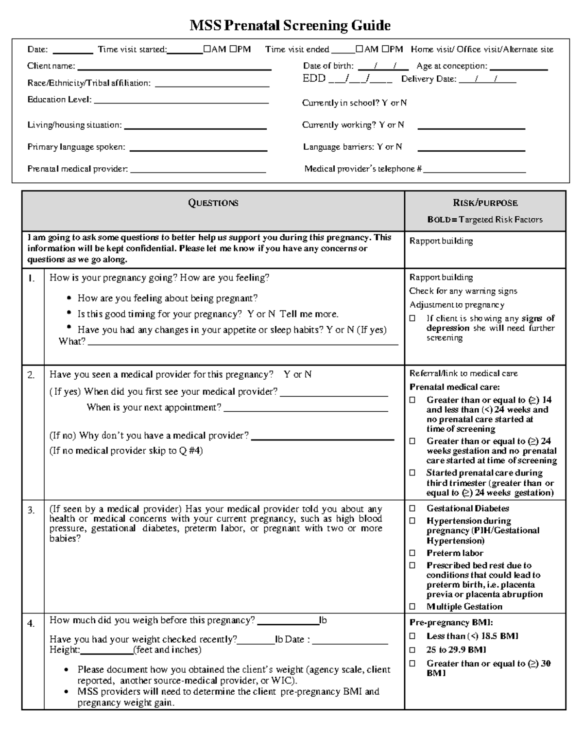 3 prenancy prenatalscreeningguide - MSS Prenatal Screening Guide Date ...