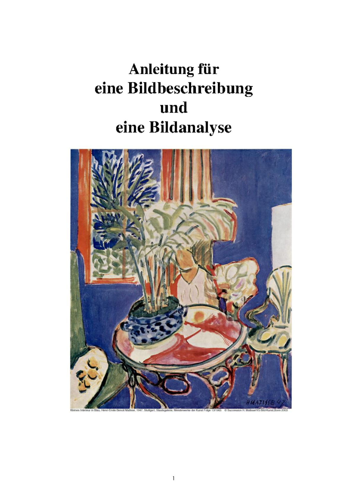 Bildanalyse - Wintersemester - Anleitung für eine Bildbeschreibung und ...