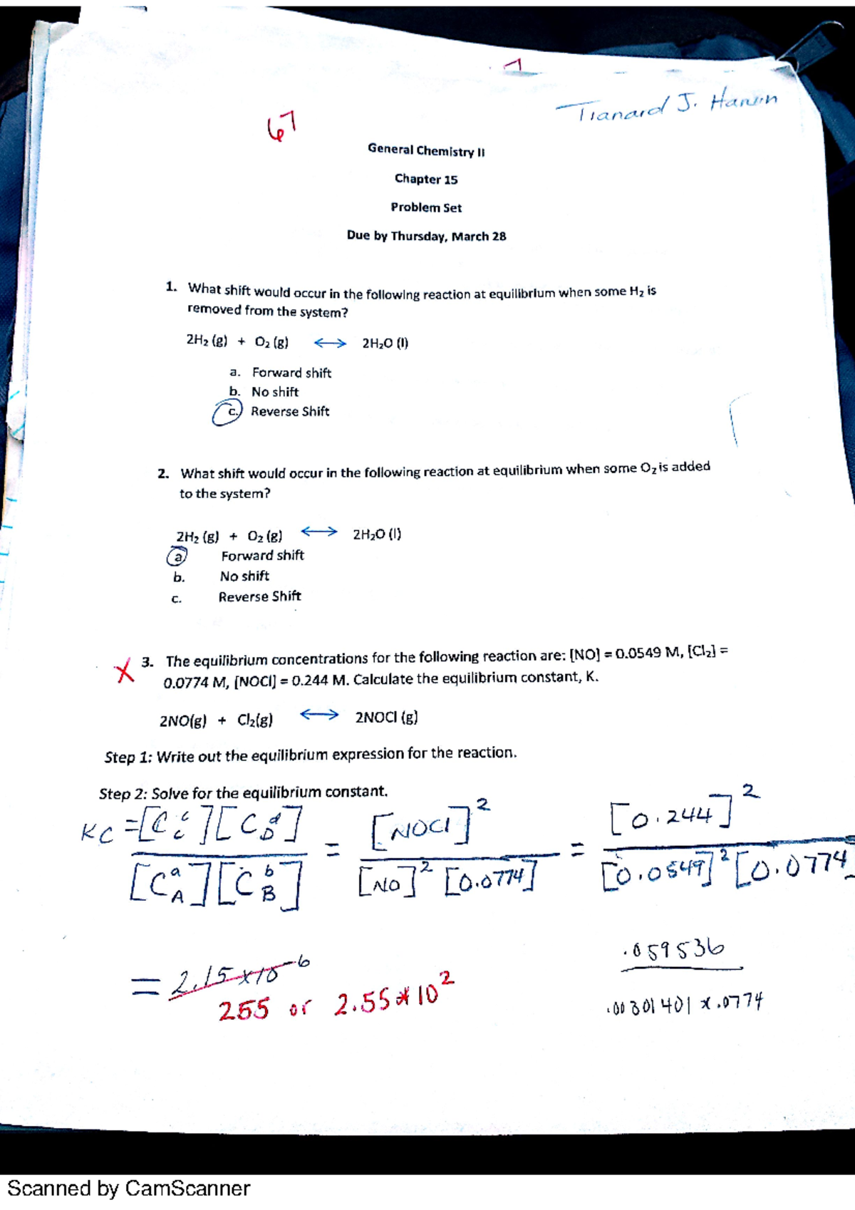 New Doc 10 - Assignment - CHEM 101 - Scanned by CamScanner Scanned by ...