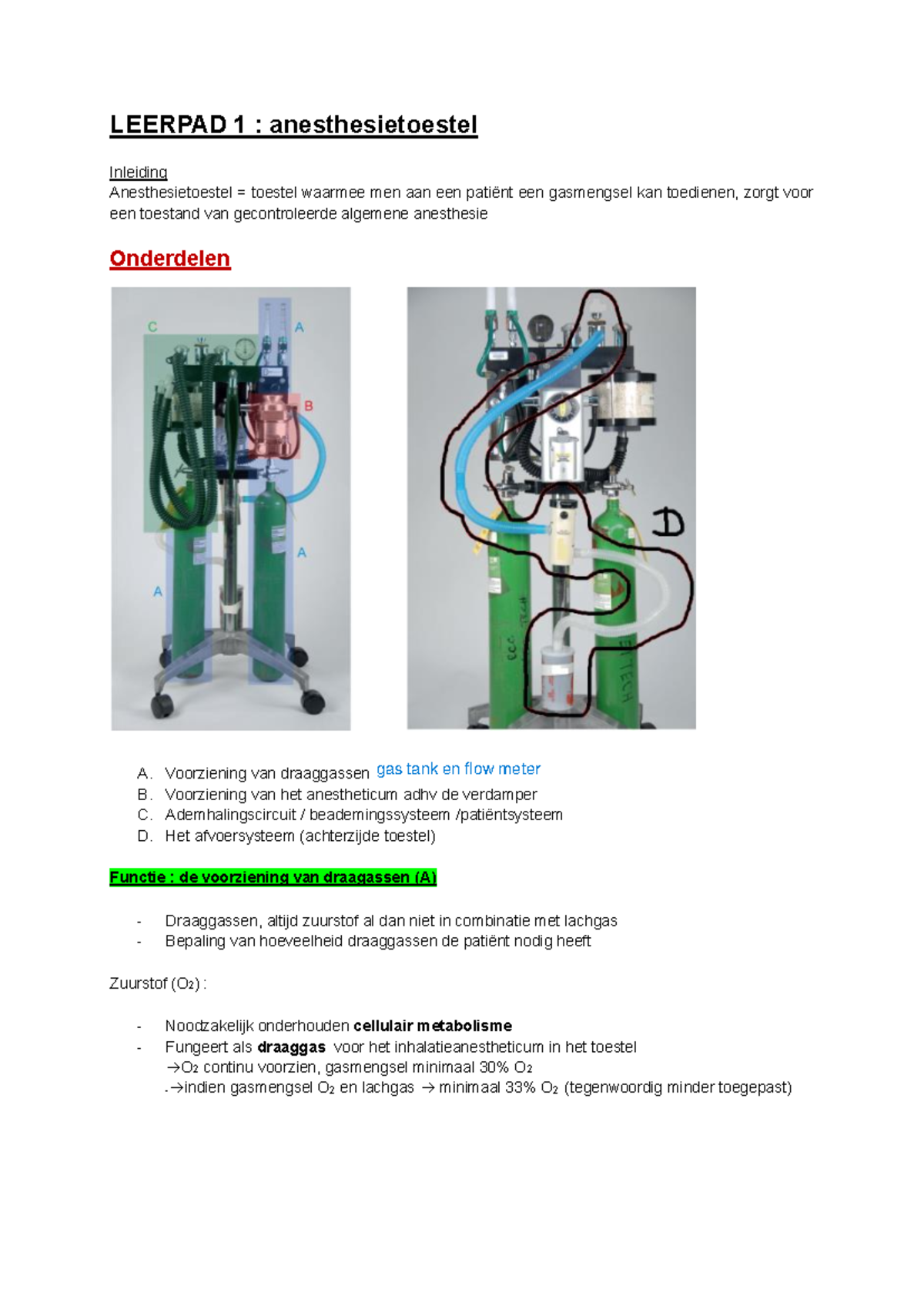 Leerpad 1 - anesthesietoestel - LEERPAD 1 : anesthesietoestel Inleiding ...