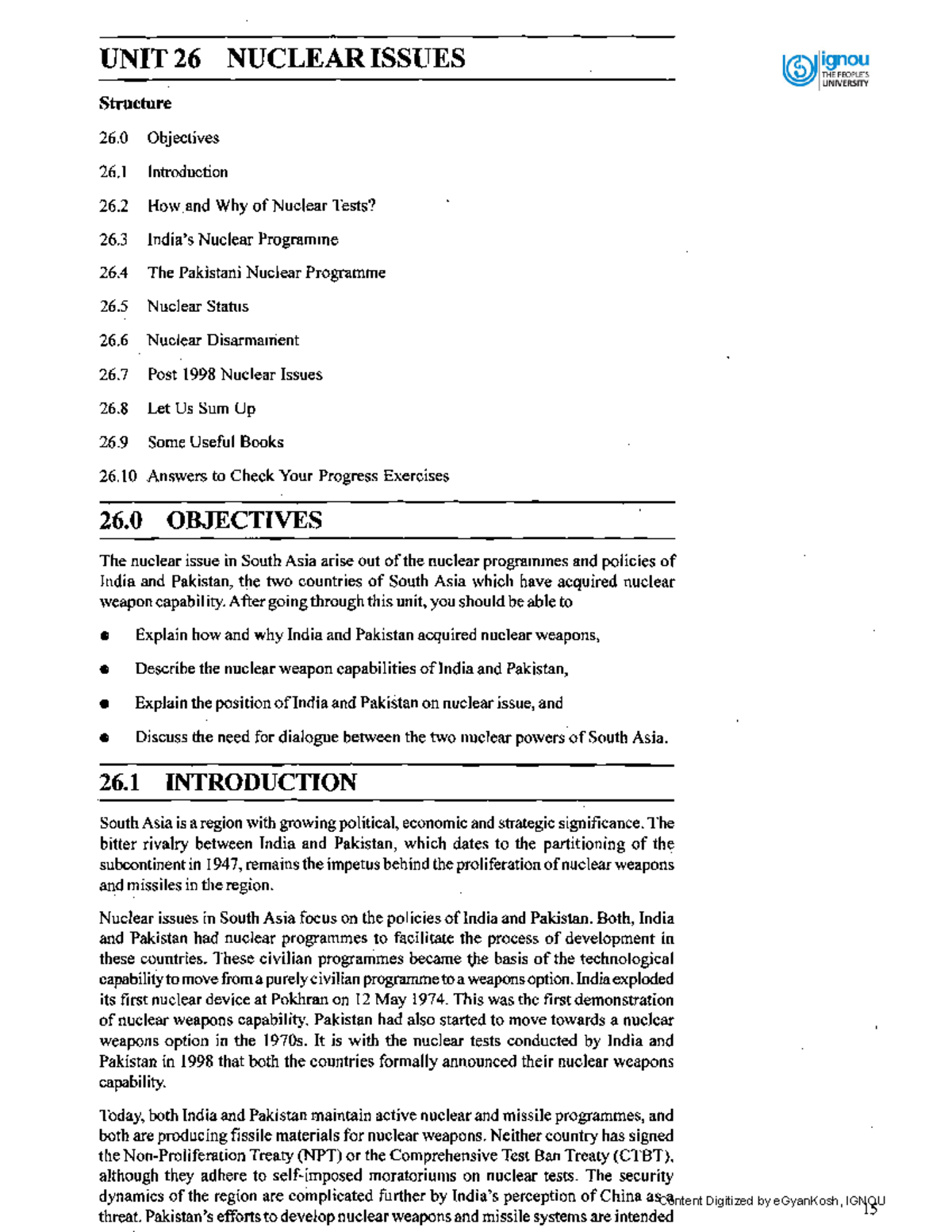 Indias Nuclear Program - UNIT 26 NUCLEAR ISSUES Structure 26 Objectives ...