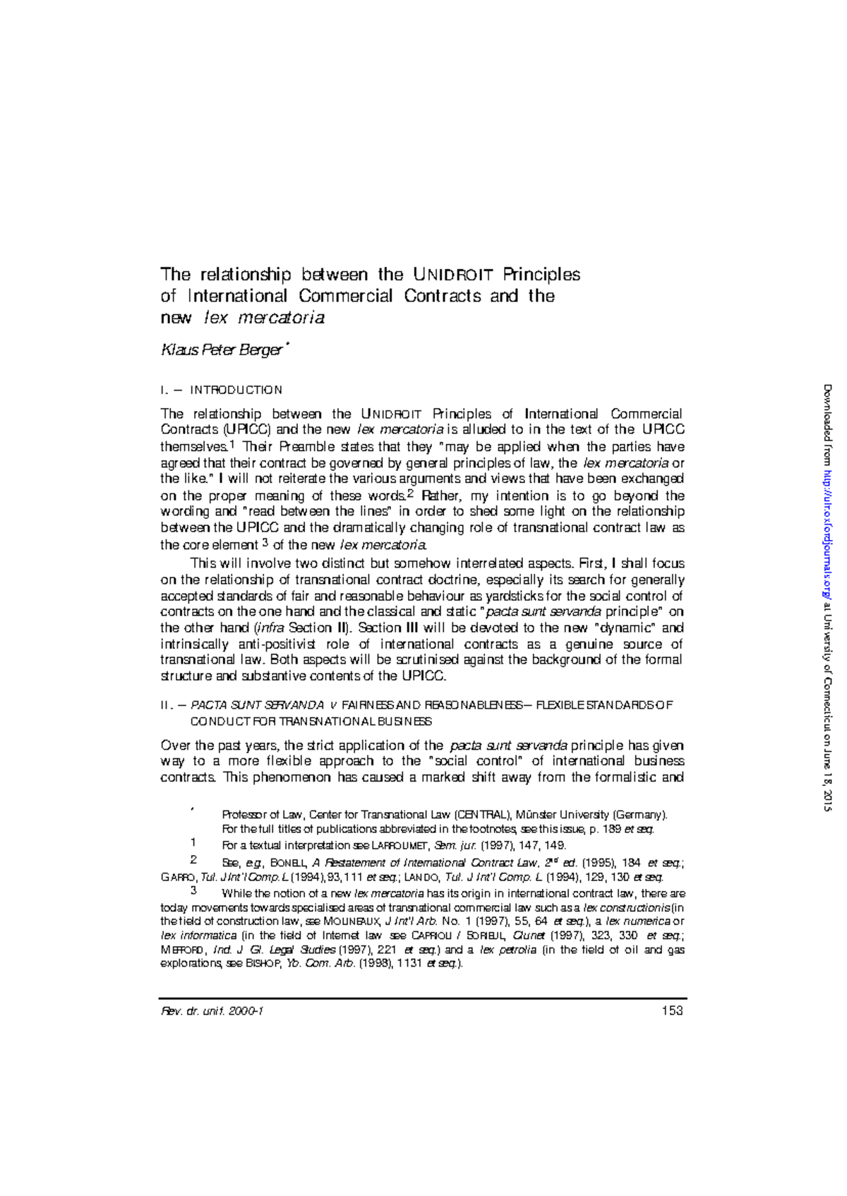 Berger 2000 - Picc - Rev. dr. unif. 2000-1 153 The relationship between ...