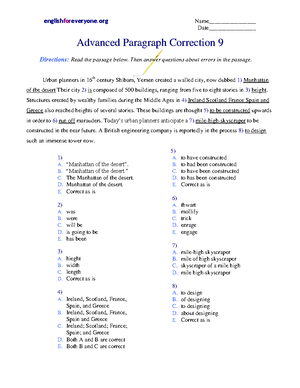 Advanced Paragraph Correction 7 - englishforeveryone Name ...