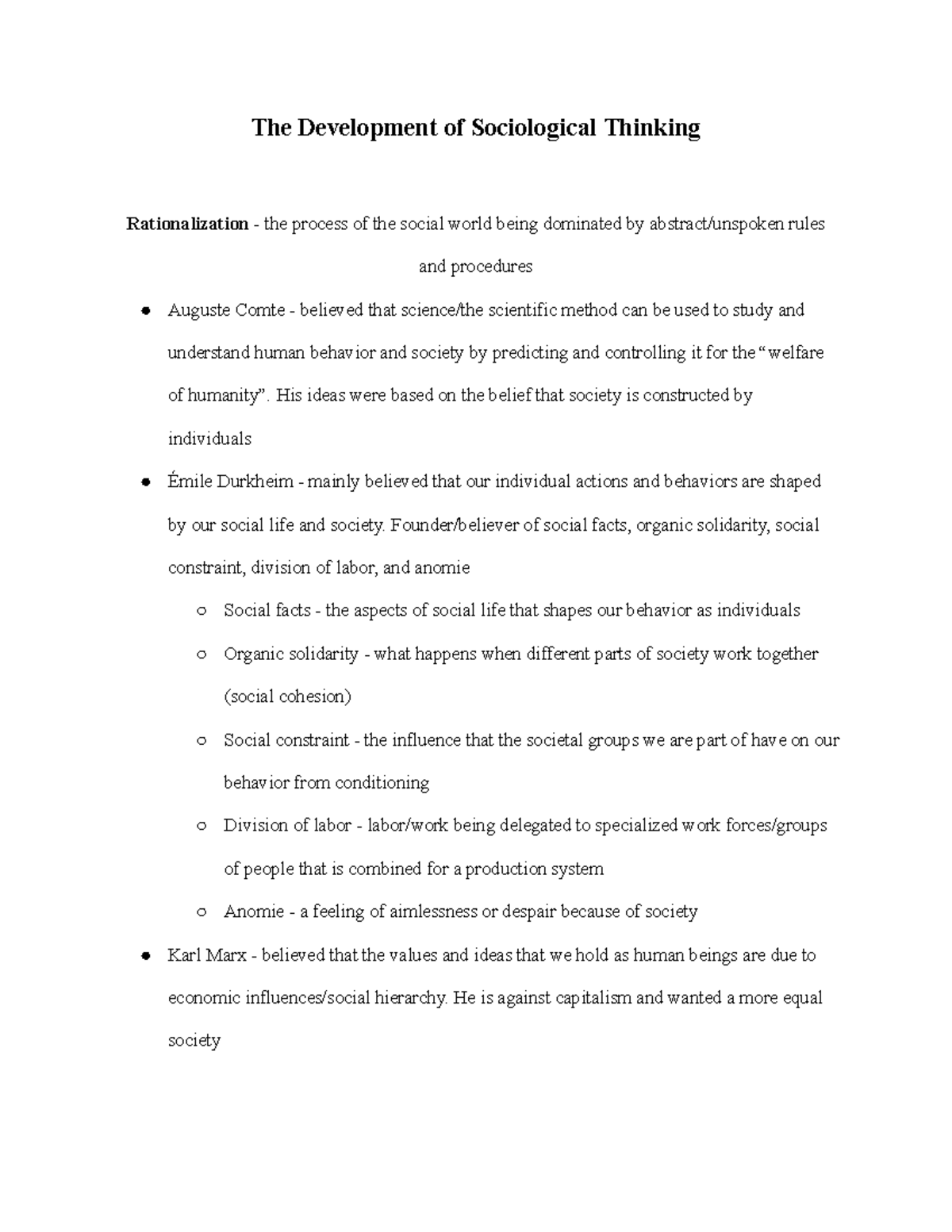 The Development of Sociological Thinking - The Development of ...