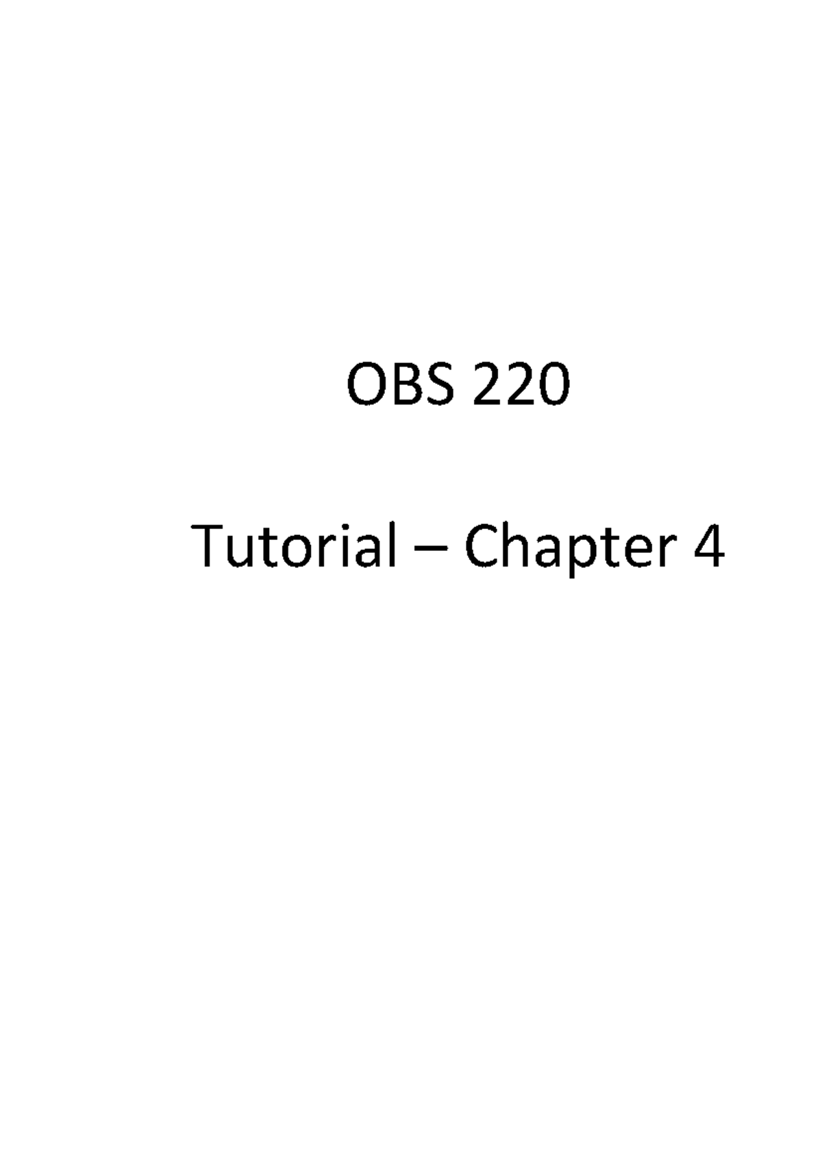 Tutor class WBS Food court - OBS 220 - OBS Tutorial – Chapter - Studocu