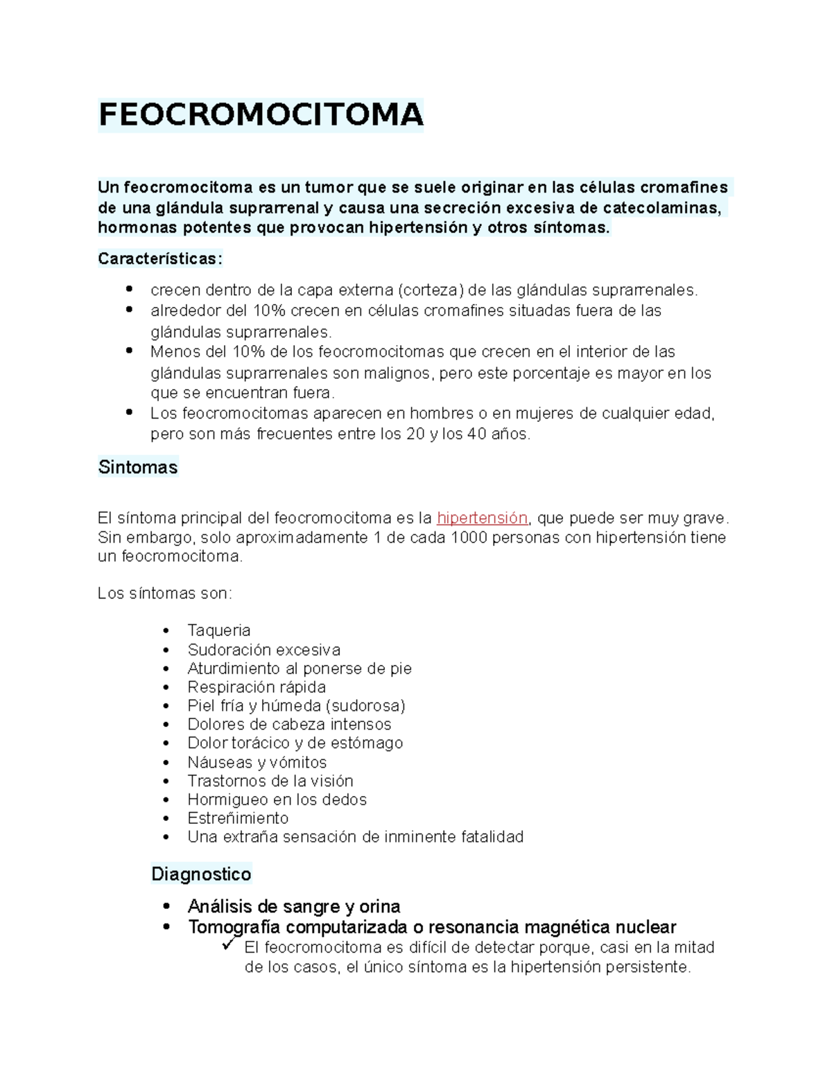 Feocromocitoma - tema de embriologia - FEOCROMOCITOMA Un feocromocitoma ...