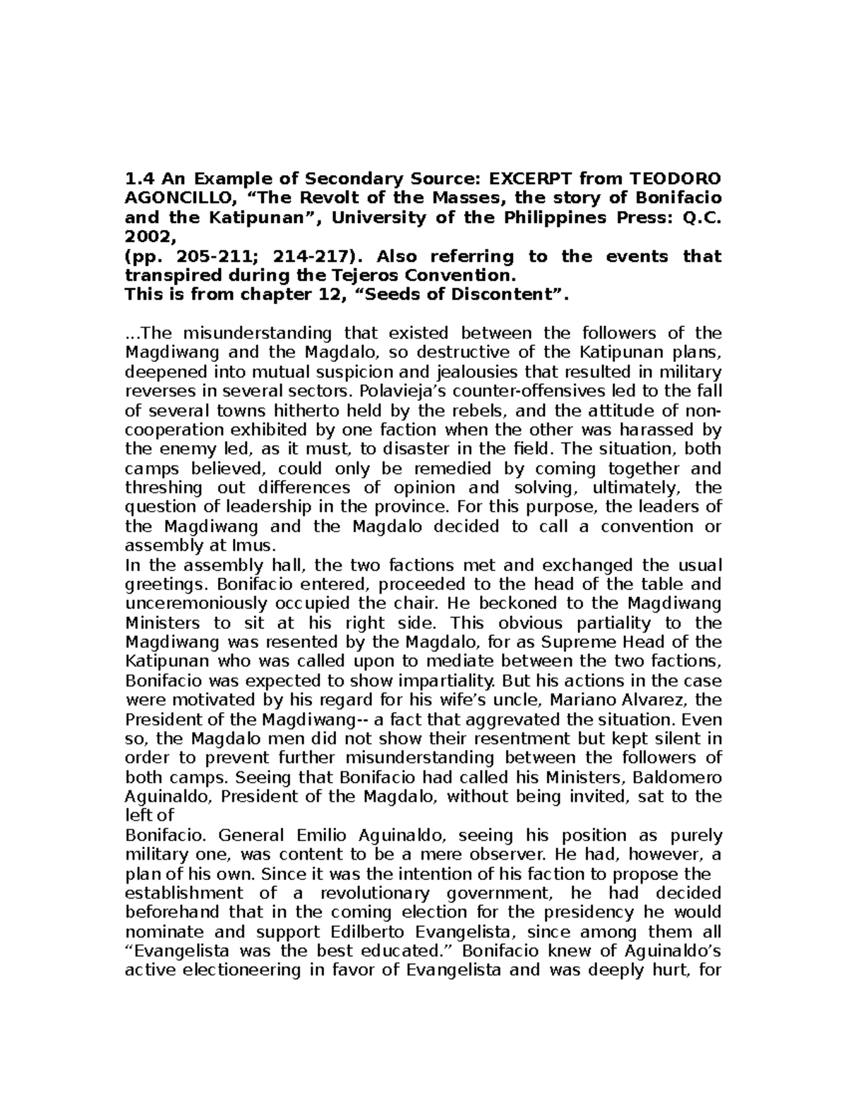 WK2- reading-Secondary-Source -tejeros - 1 An Example of Secondary ...