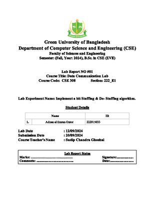 Lab Report CSE 308 - Green University of Bangladesh Department of ...