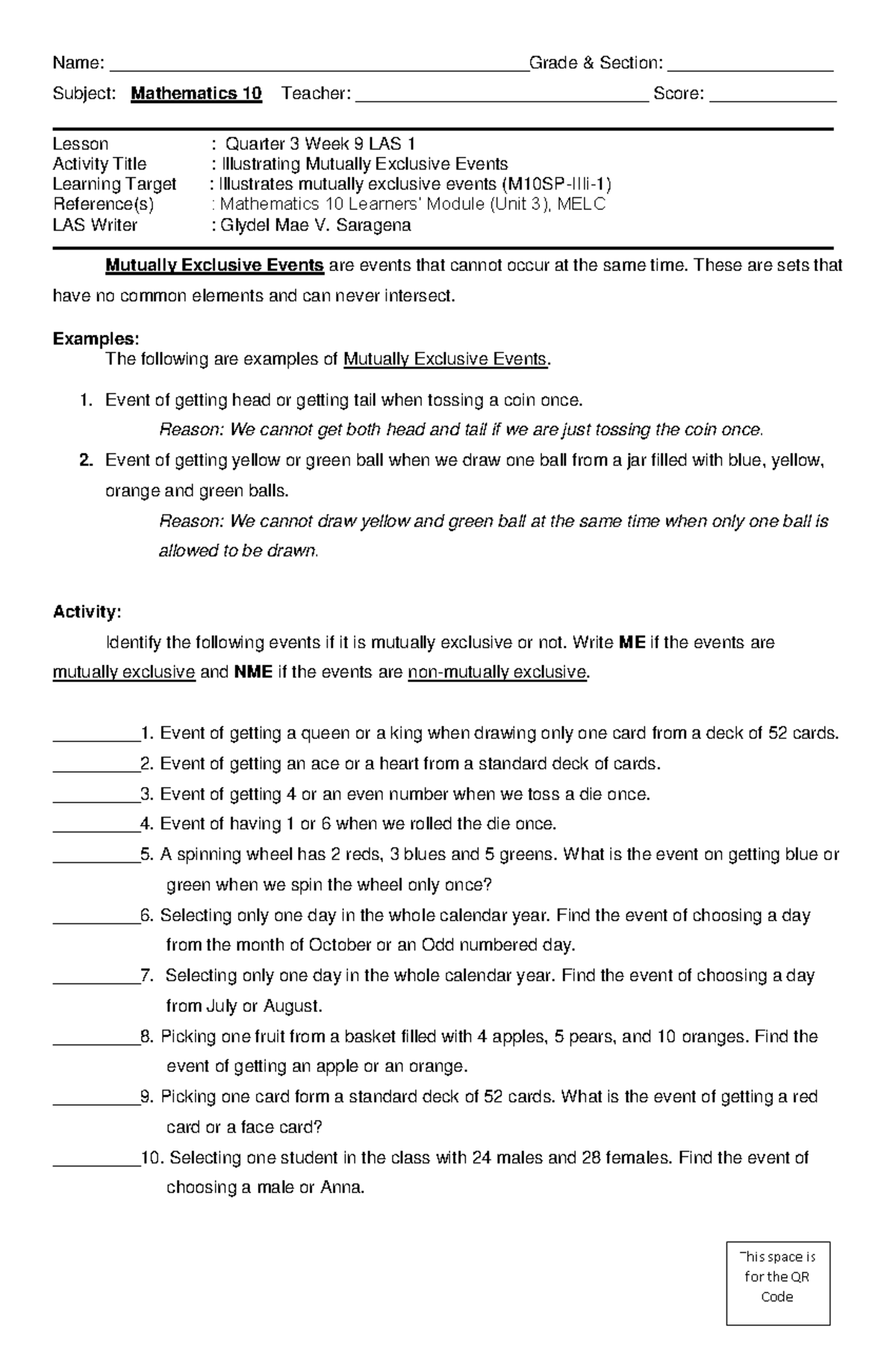 MATH 10 Q3 Week 9 LAS 1 - Name ...