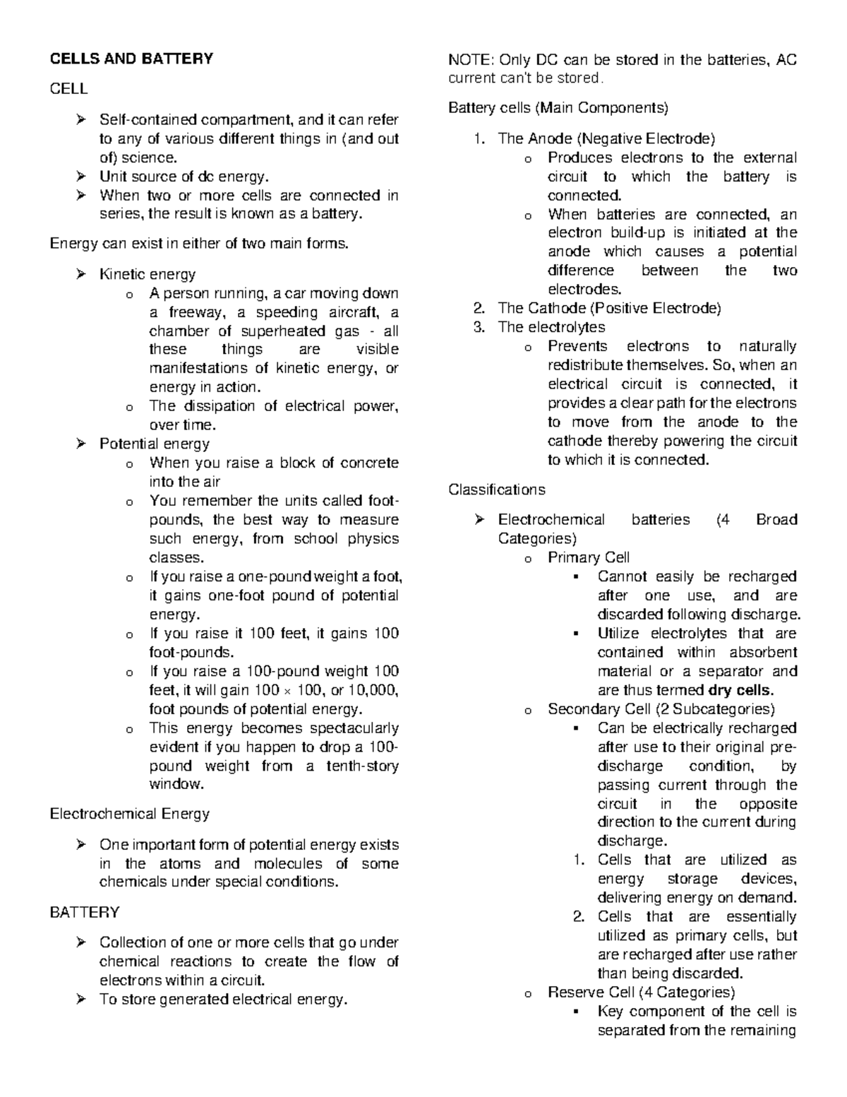 Cells-AND- Battery - handout - CELLS AND BATTERY CELL Self-contained ...