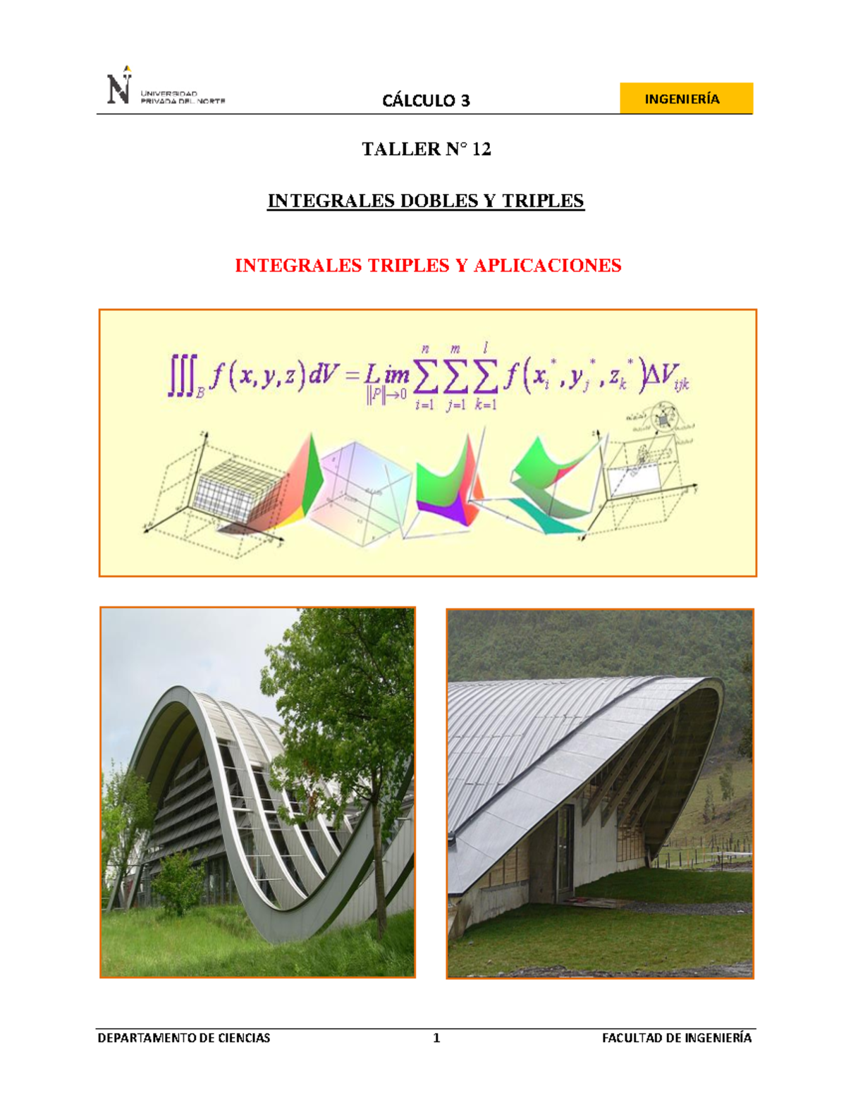 HT-12 - practiquen :3 - Warning: TT: undefined function: 32 CÁLCULO 3 TALLER N° 12 INTEGRALES ...