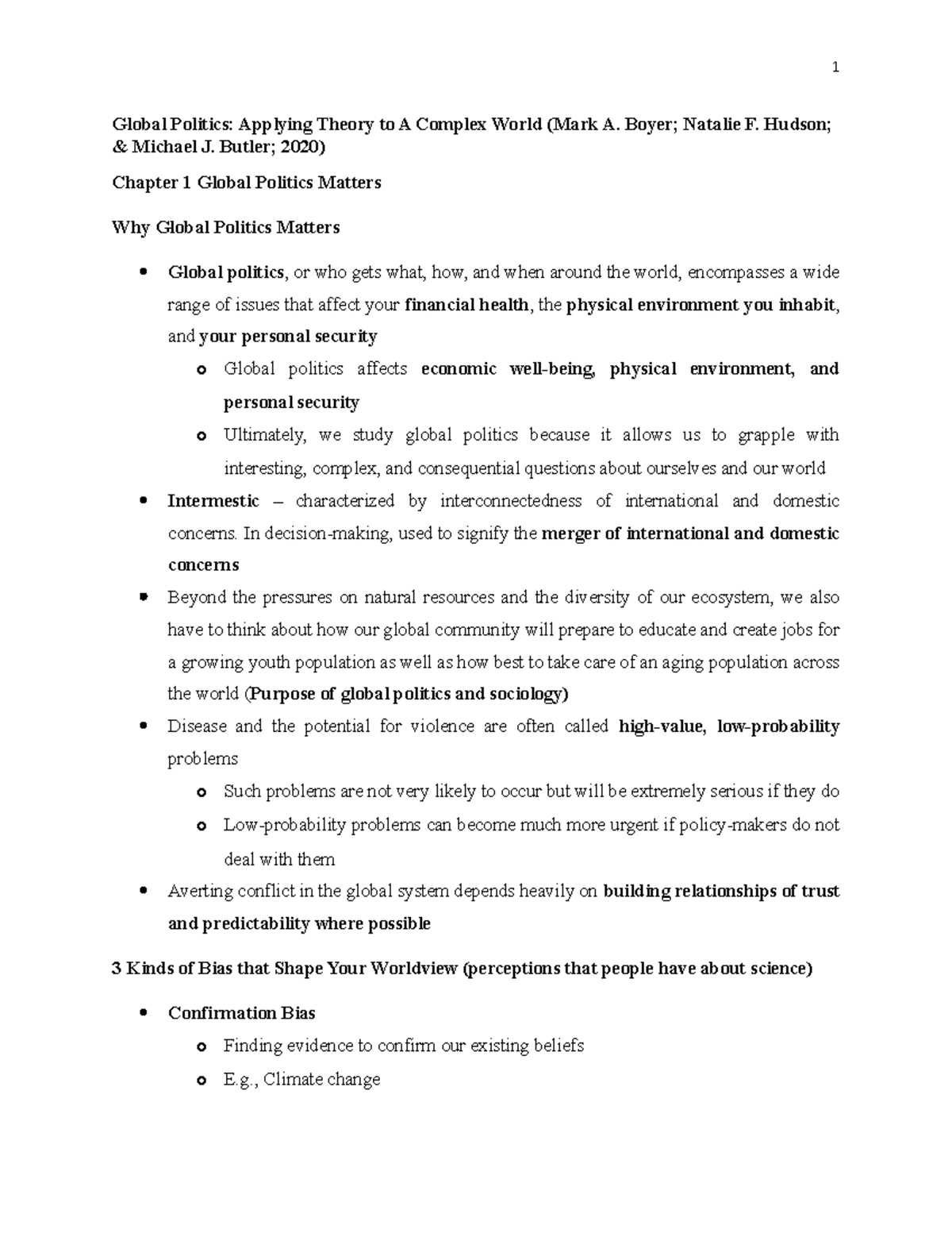 POL 2103A Book Reading - Global Politics: Applying Theory to A Complex ...