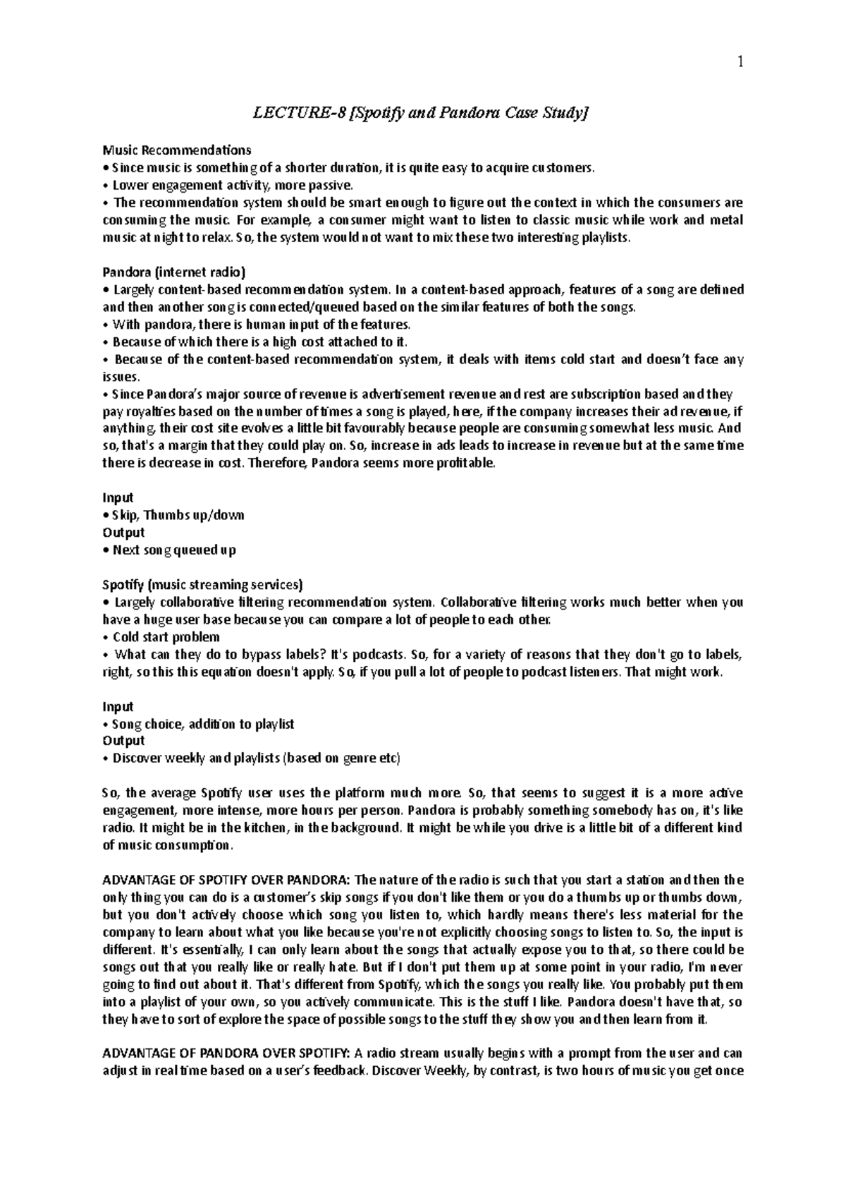RM3 - Reading notes - LECTURE-8 [Spotify and Pandora Case Study] Music ...