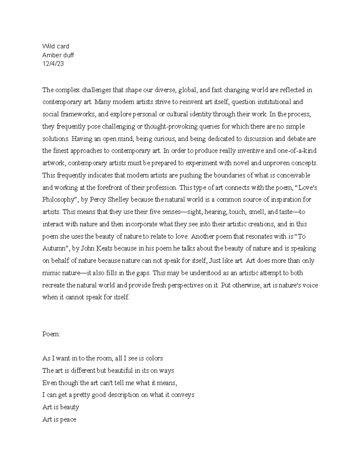 Wild card - poetry - Wild card Amber duff 12/4/ The complex challenges ...