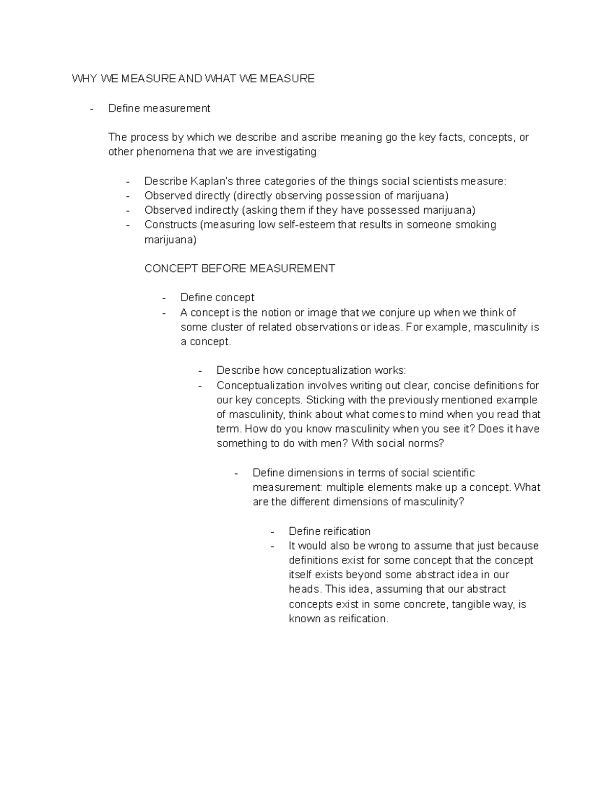 Socio Notes - WHY WE MEASURE AND WHAT WE MEASURE Define measurement The ...