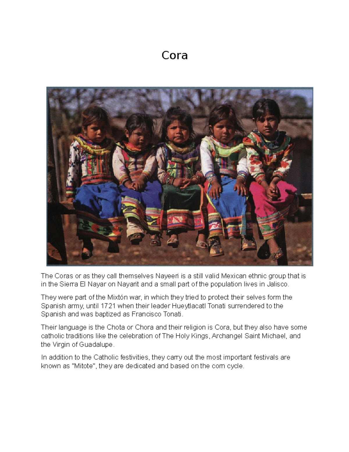 Cora- anthropology - Important Work - Cora The Coras or as they call ...