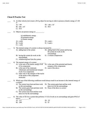 Org practice test - Chemistry 11 Organic Chemistry Practice Test Name ...