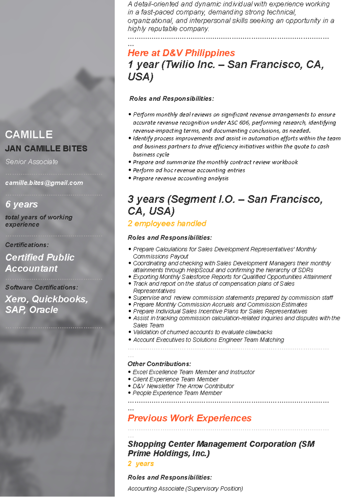 Curriculum Vitae - A detail-oriented and dynamic individual with experience working in a fast ...
