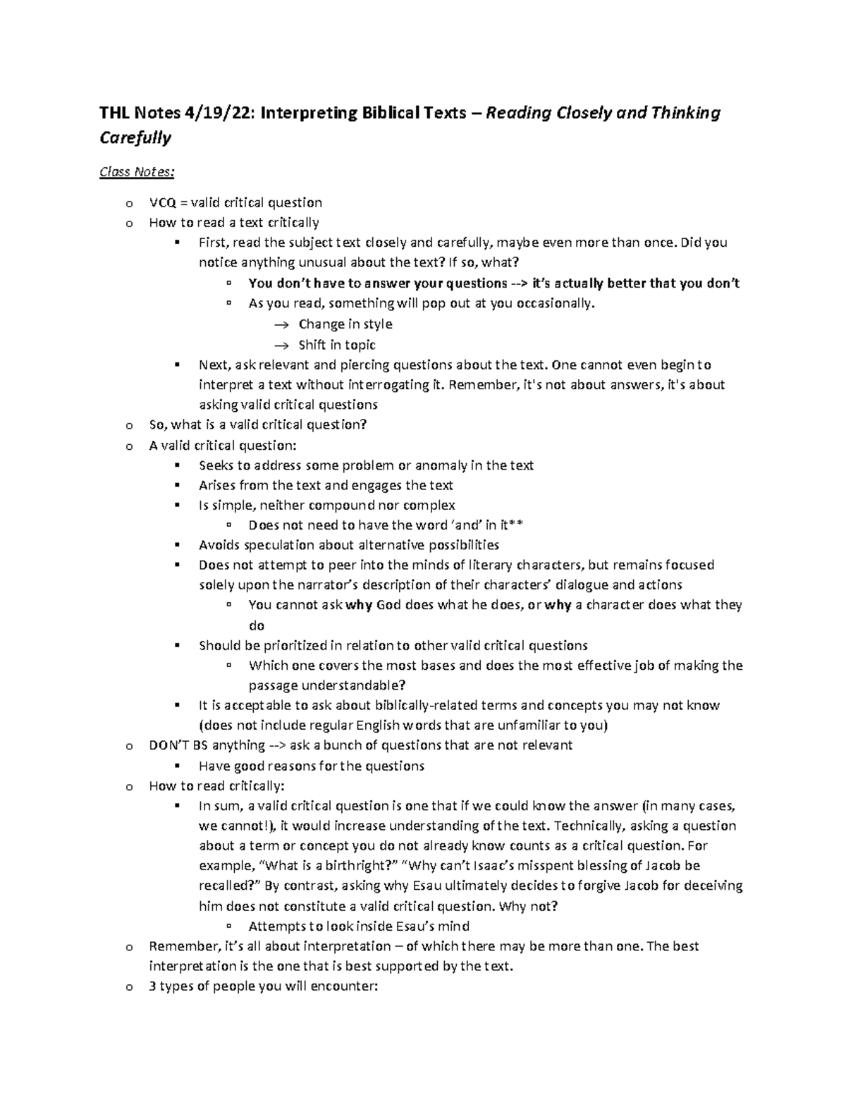 THL Notes 4 - Interpreting Biblical Texts – Reading Closely and ...