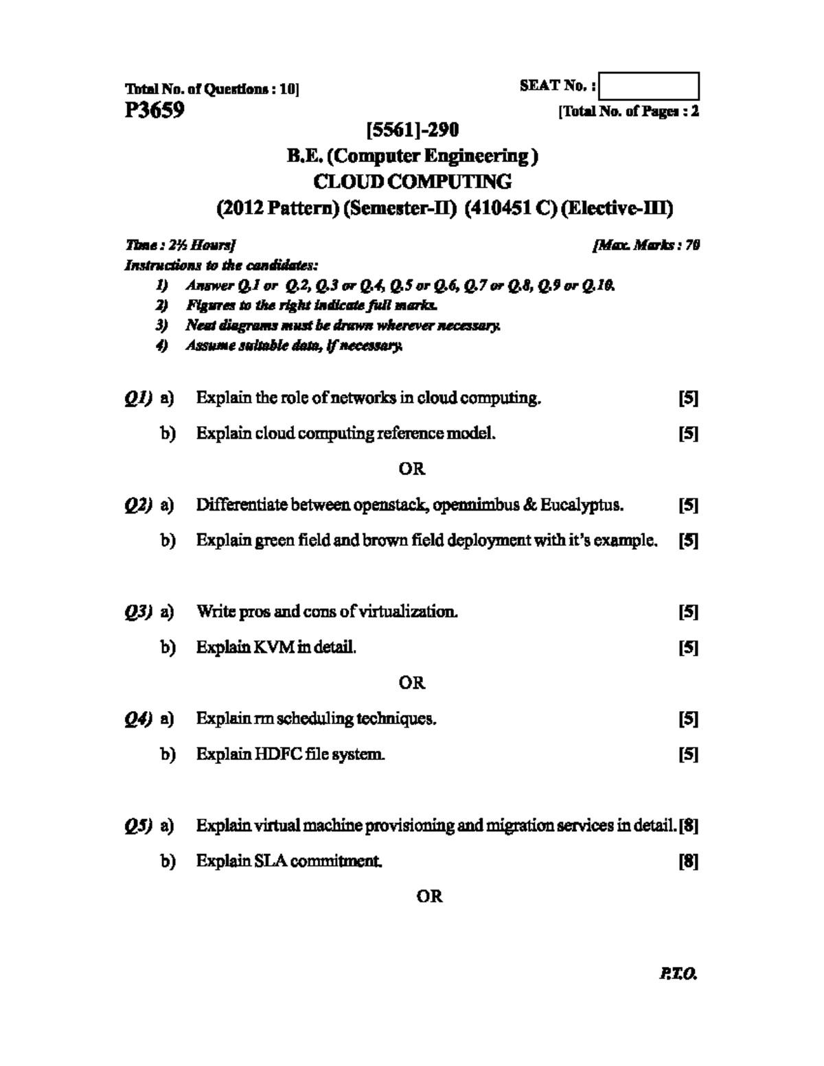 3 Sample Question Paper Cloud Computing - Information technology - Studocu
