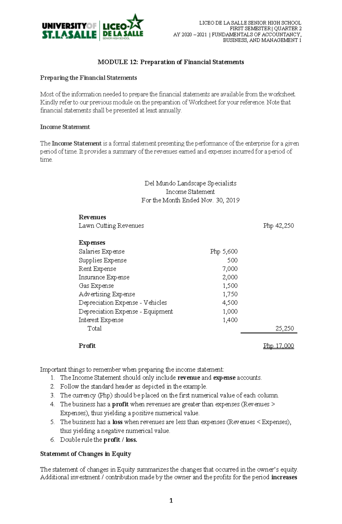 12- Preparation of Financial Statements - LICEO DE LA SALLE SENIOR HIGH ...