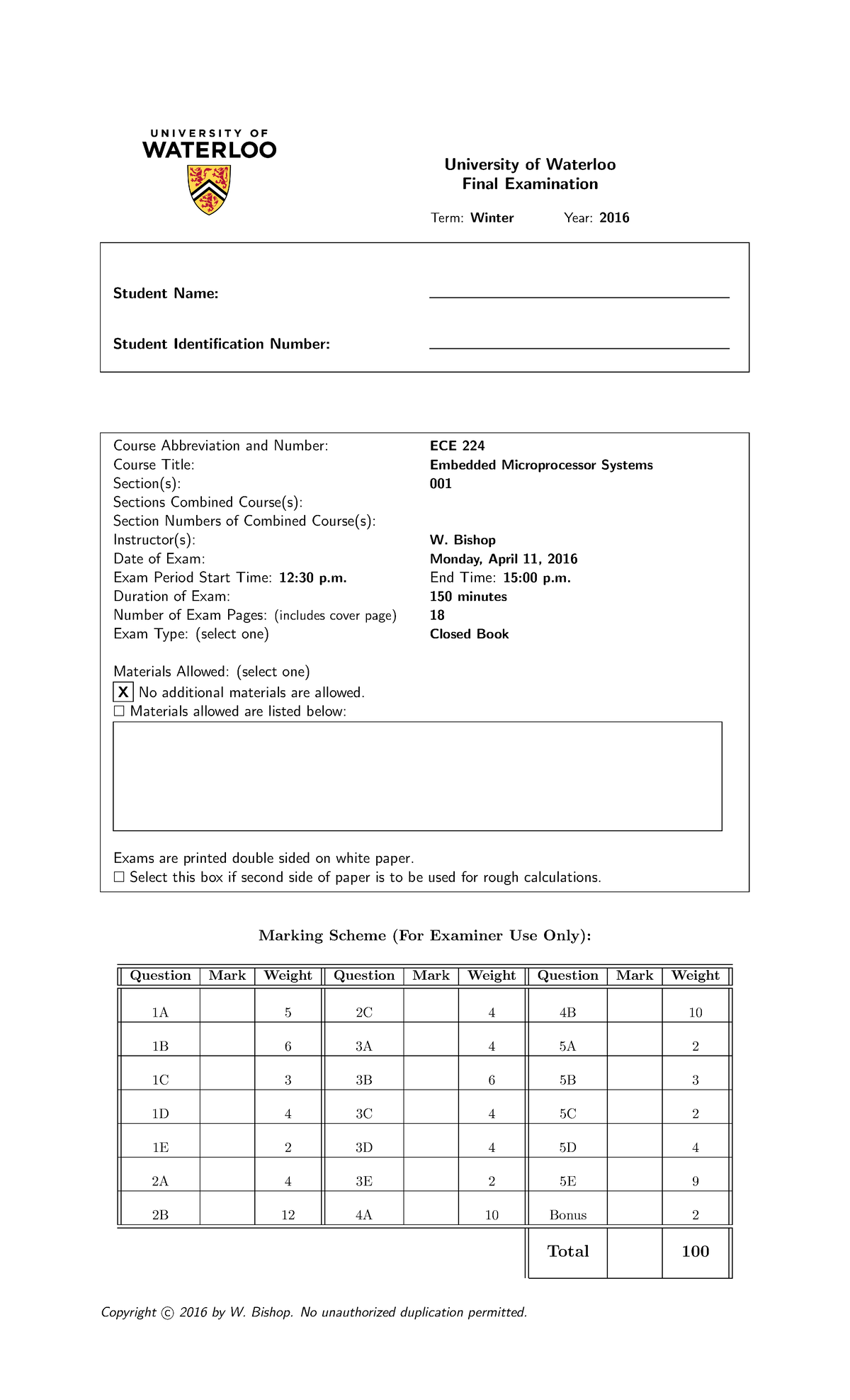 Final 11 April 2016, questions - University of Waterloo Final ...