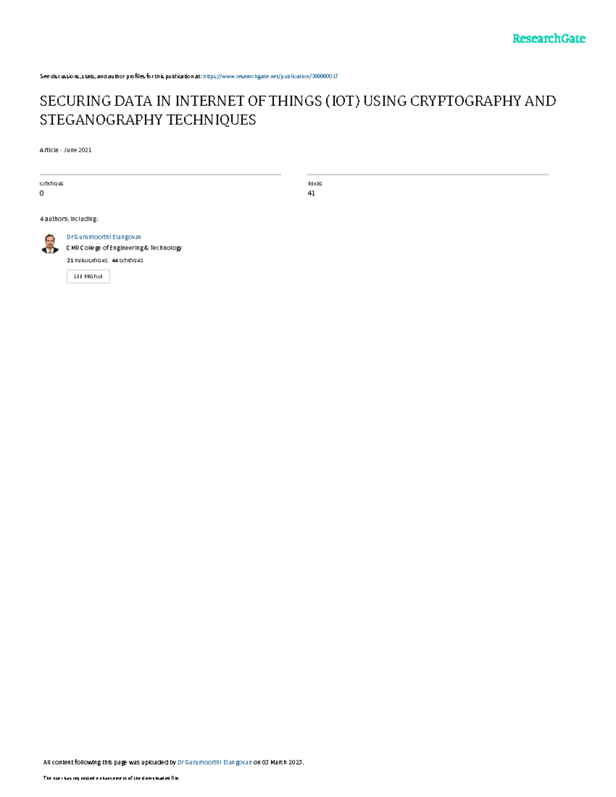 53.Securing Data in Internet of Things Using Cryptography and Steganography Techniques - See ...