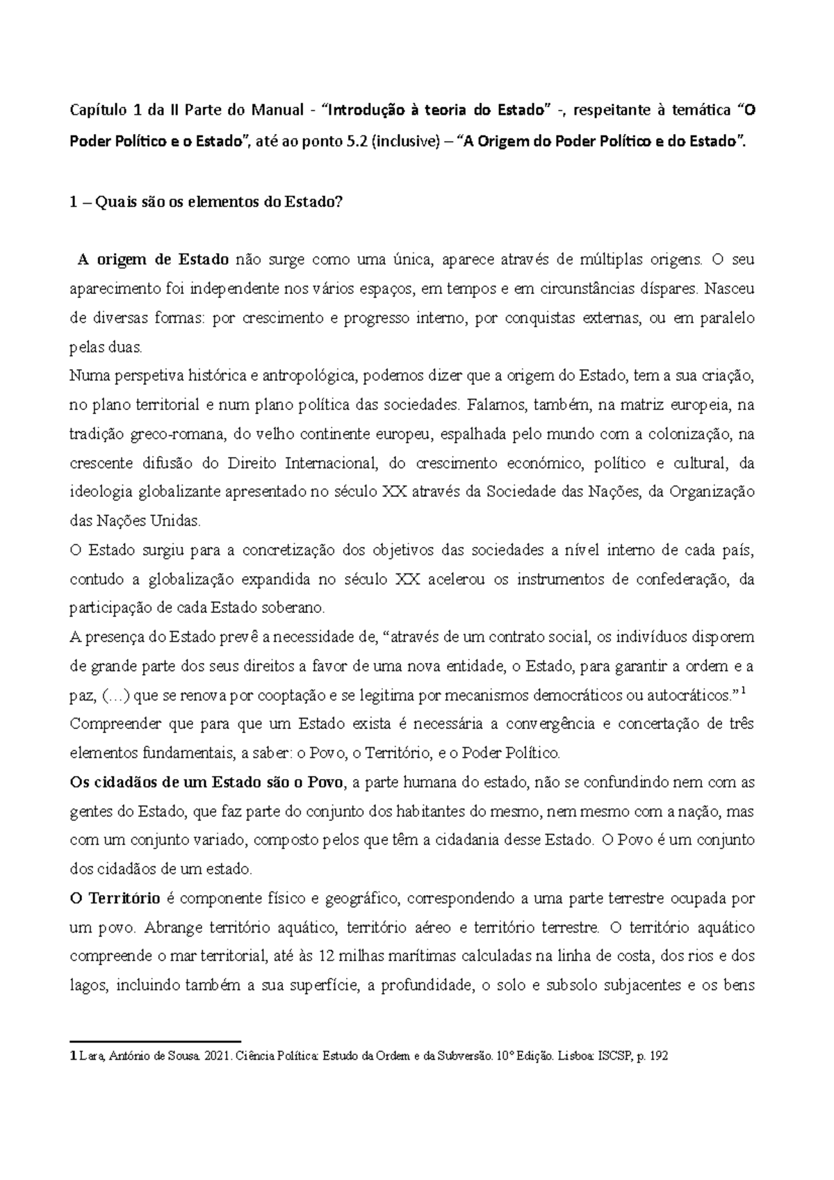 T3 Elementos do Estado e Estratificação social e contributos de K. Marx ...