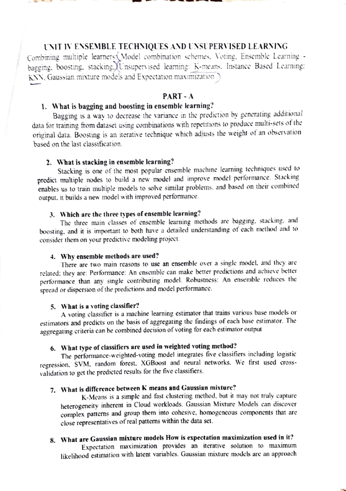 2 marks Adobe Scan 20-Mar-2024 - UNIIUV ENSEMBLE TECHNIQUES AND UNSUPERVISED LEARNING Combining ...