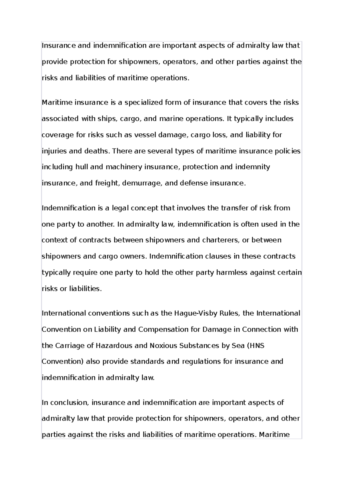 Insurance And Indemnification In Admiralty Law Insurance And insurance-and-indemnification-in-admiralty-law-insurance-and