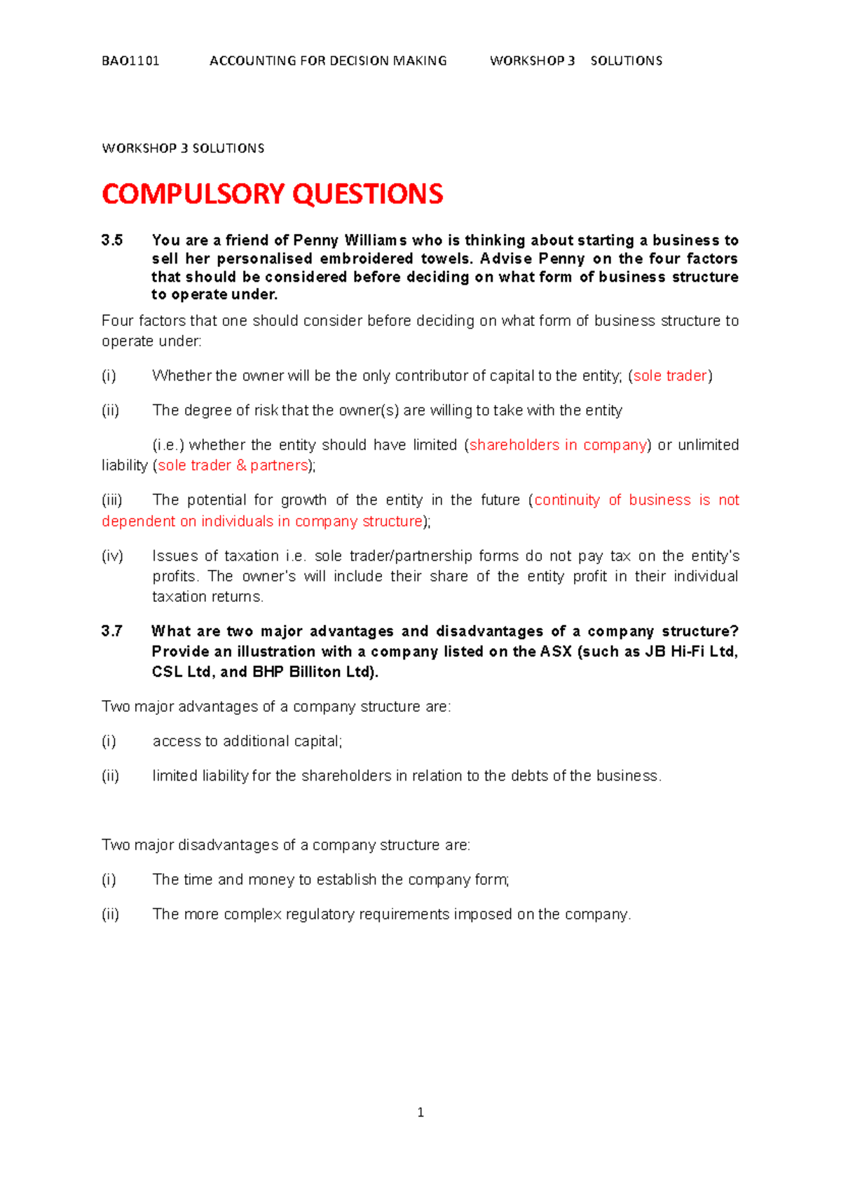 Workshop 3 Solution to Compulsory and Additional Question - WORKSHOP 3 ...