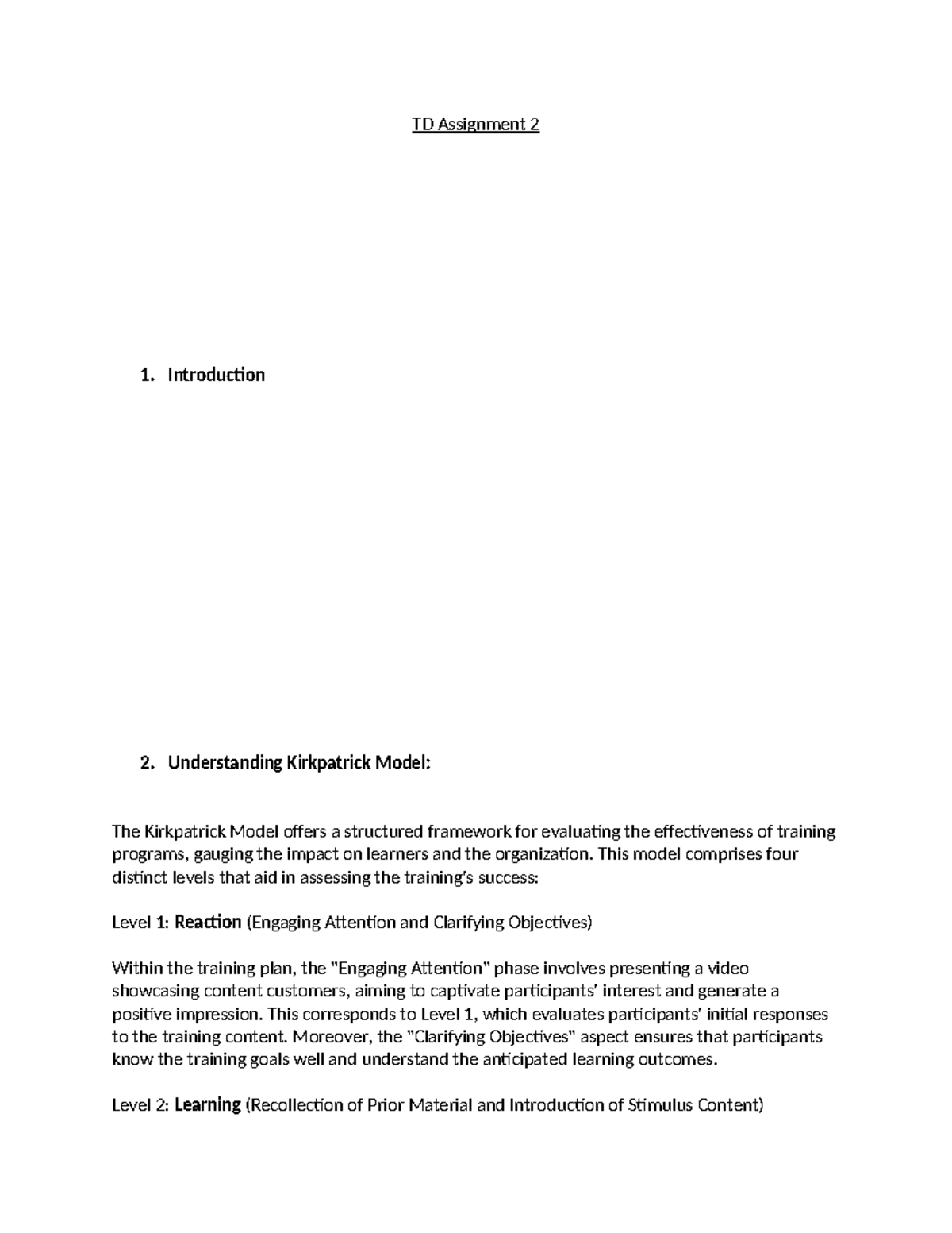 TD Assignment 2 - group project - TD Assignment 2 Introduction ...