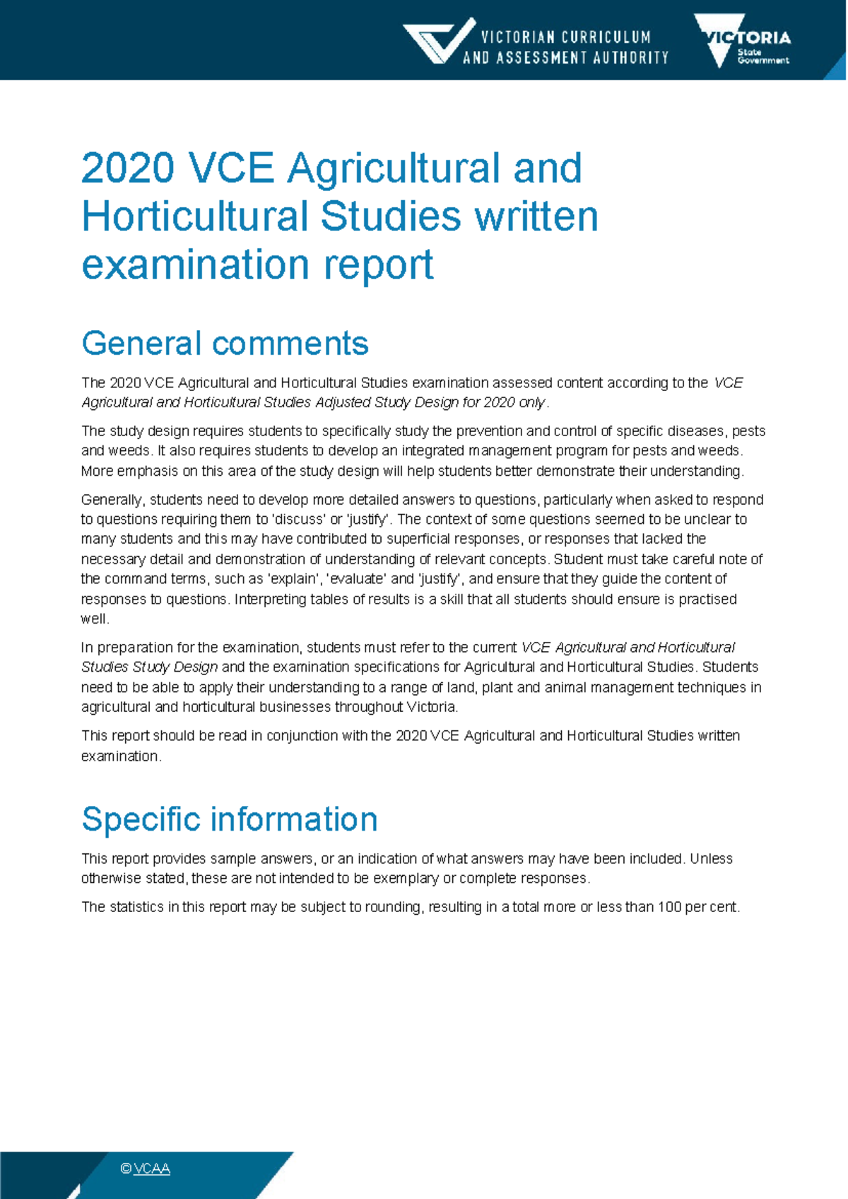 2020aghort-exam-report - 2020 VCE Agricultural and Horticultural ...