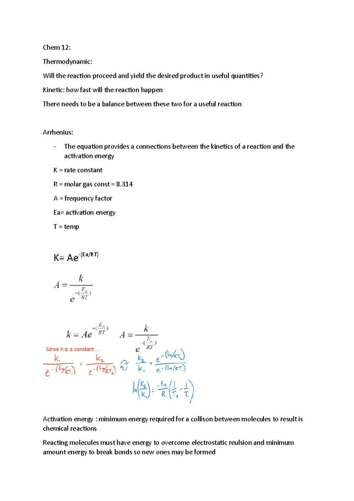 Chem 12 - Chem 12: Thermodynamic: Will the reacion proceed and yield ...