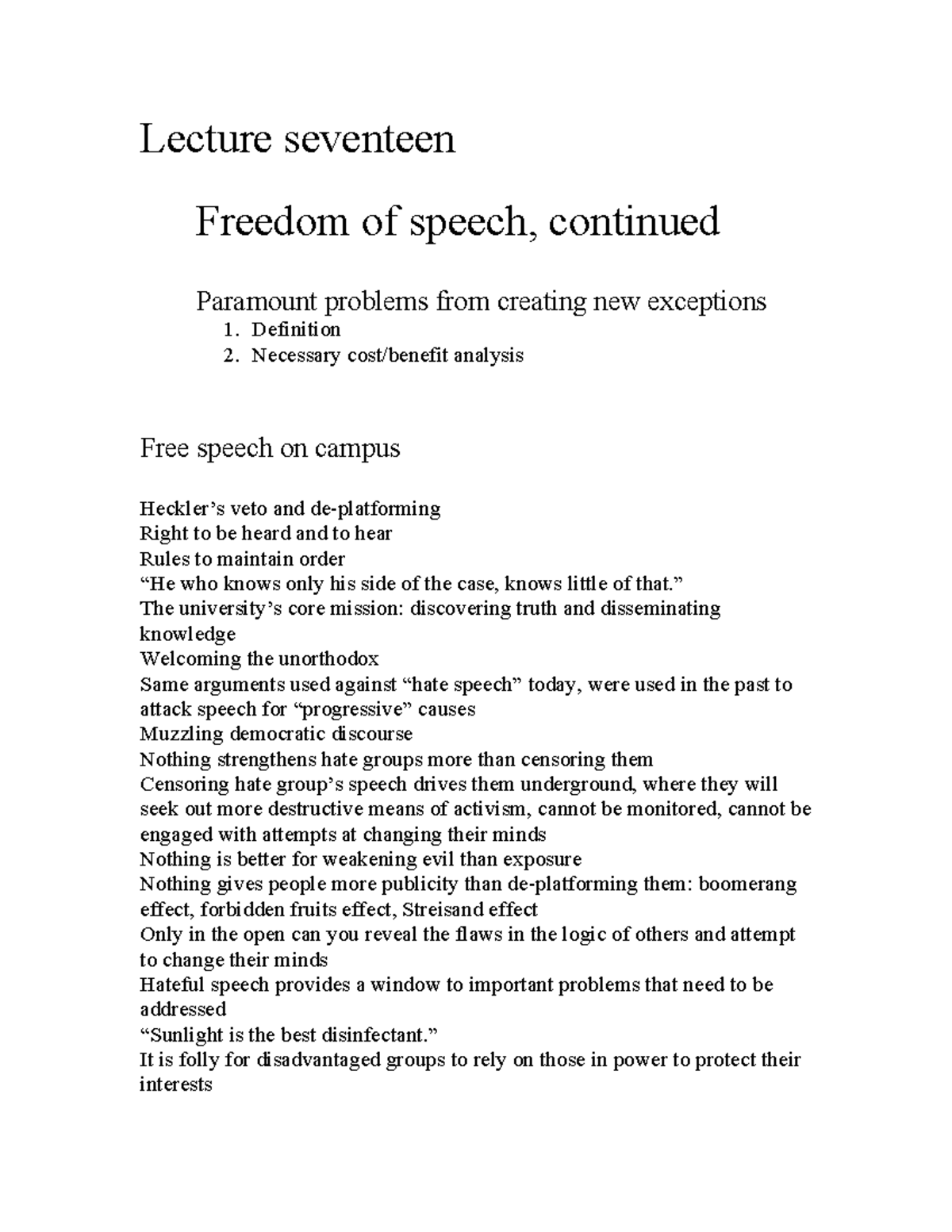 Cs 10 free speech guide 2-lec 10 guide - Tagged - Lecture seventeen ...