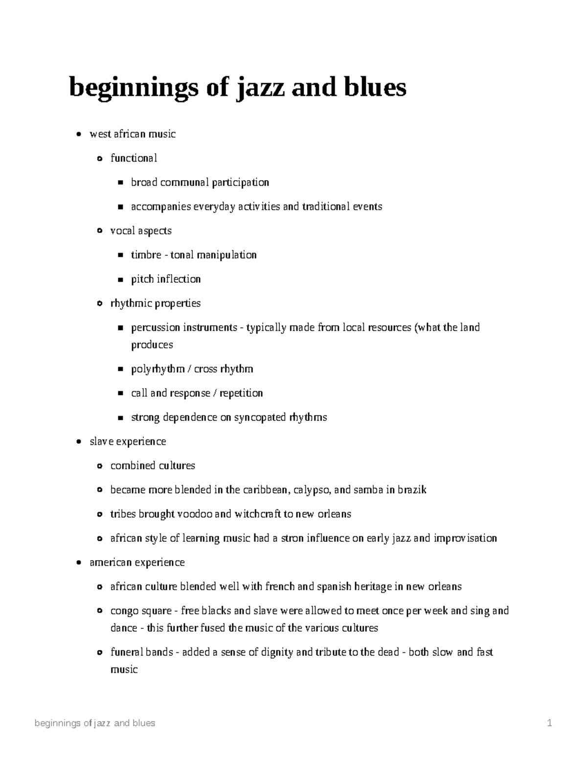 Beginnings of Jazz and Blues - beginnings of jazz and blues 1 ...