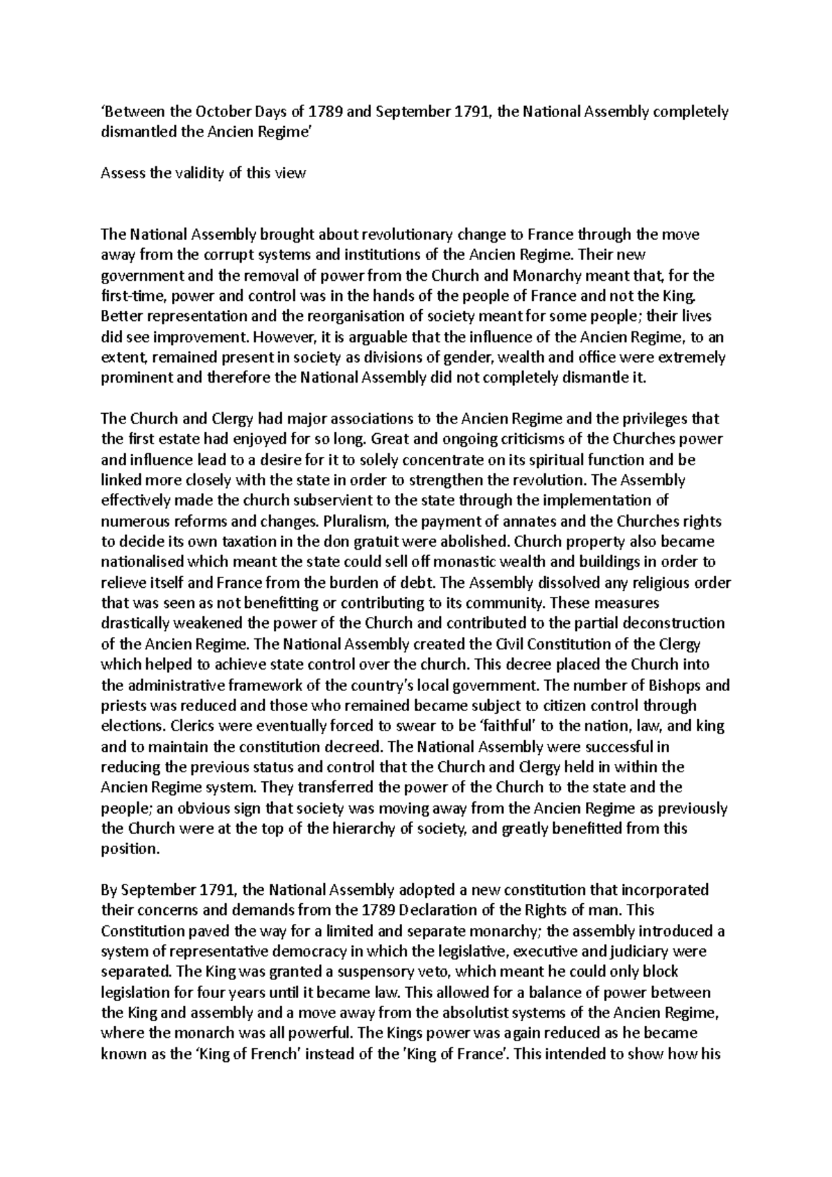 Between the October Days of 1789 and September 1791 - ‘Between the ...