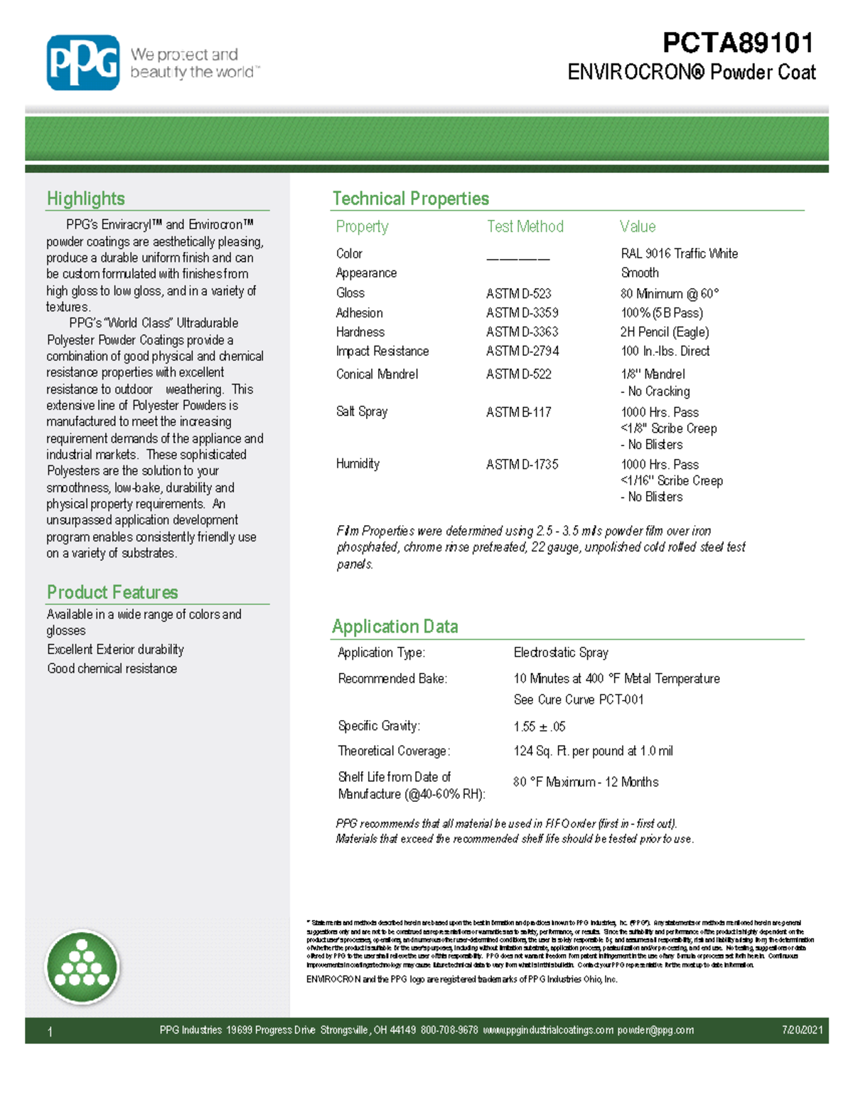 Polyester Powder Coating RAL9016 - PCTA ENVIROCRON® Powder Coat ...