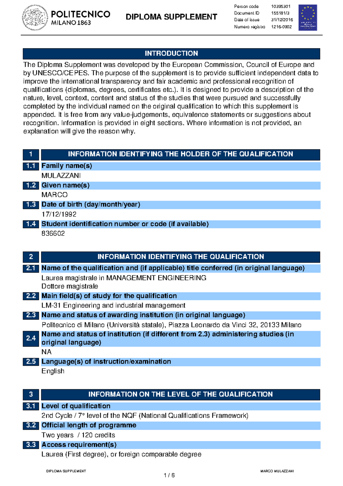 836602 DS EN 155181 - INTRODUCTION The Diploma Supplement was developed ...