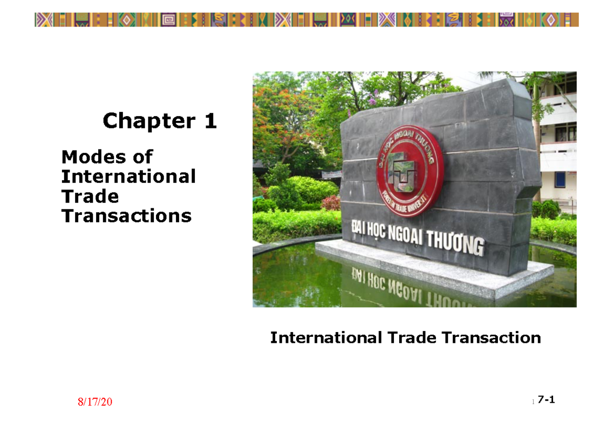 Chapter 1 SV 2020 - overview - 7 - 1 Chapter 1 Modes of International ...