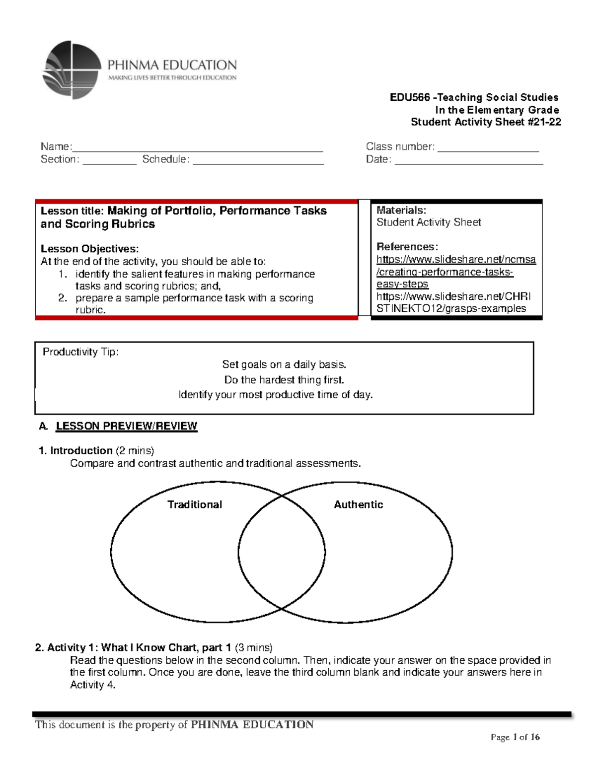 SAS#21-22 Edu566 - Making of Portfolio, Performance Tasks and Scoring ...