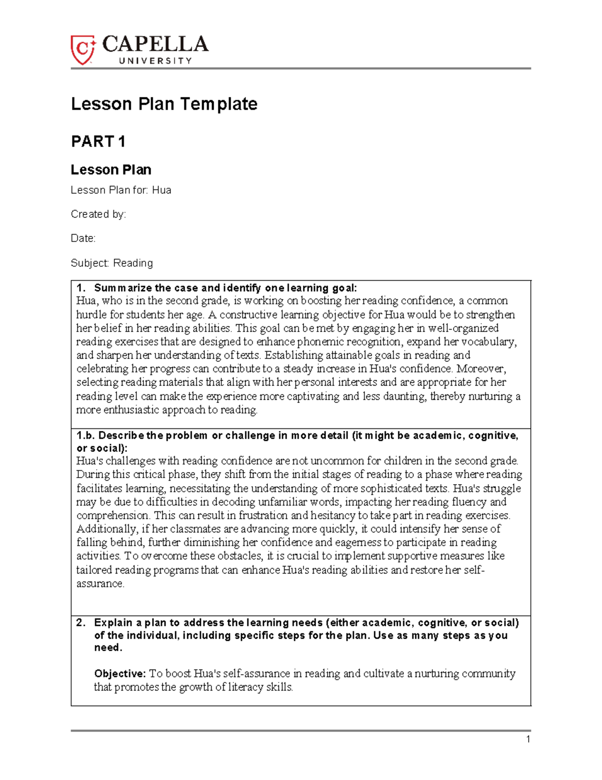 3501- Lesson plan- Week 4 - Lesson Plan Template PART 1 Lesson Plan ...