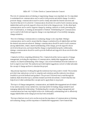 MBA 687 2-2 Memo Significance of Stakeholder Analysis - Memo ...