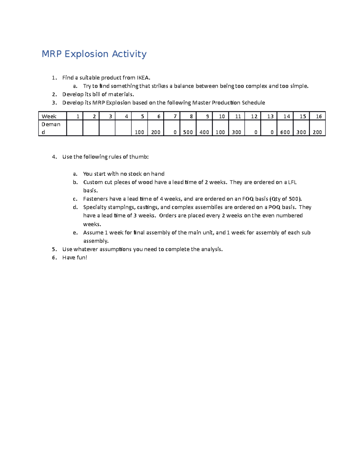 MRP Explosion Activity - MRP Explosion Activity Find a suitable product ...