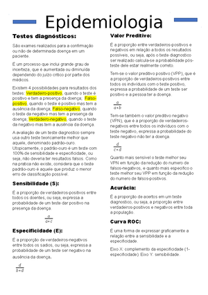 Epidemiologia resumo - Epidemiología clínica - Warning: TT: undefined function: 32 EPIDEMIOLOGIA ...