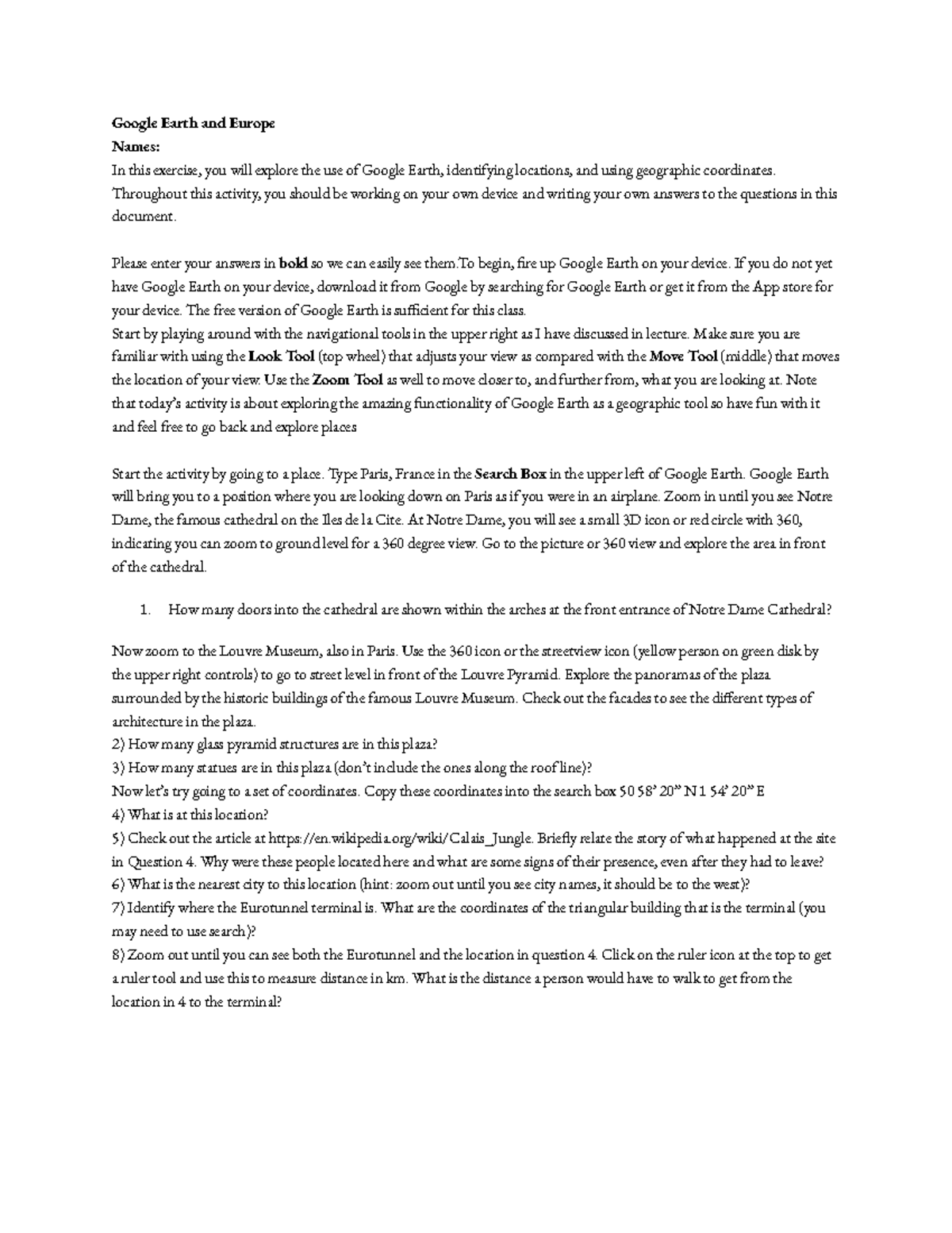 Google Earth and Europe - Google Earth and Europe Names: In this ...